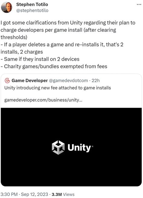 I Got Some Clarifications From Unity Regarding Their Plan To Charge