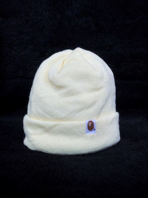 Authentic Bape Japan “Bape” Font Logo Lemon Yellow Beanie, Women's ...