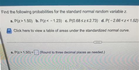 Solved Find The Following Probabilities For The Standard Chegg