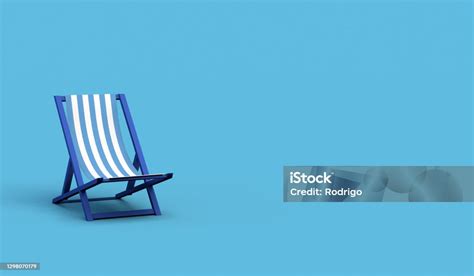 파스텔 블루 배경에 접이식 비치 의자 여름과 휴가 개념 3d 일러스트레이션 계절에 대한 스톡 사진 및 기타 이미지 계절 관광 리조트 디지털 생성 이미지 Istock