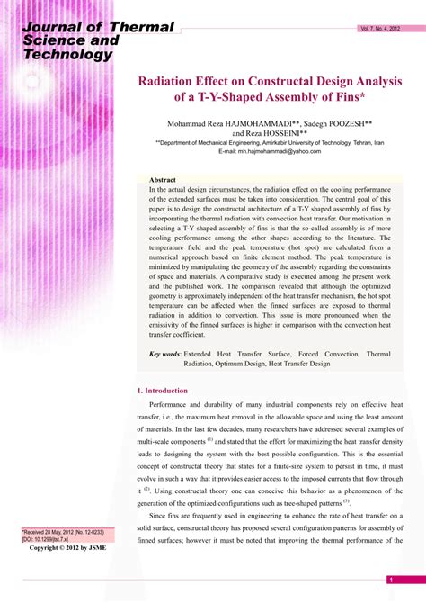 pdf radiation effect on constructal design analysis of a t y shaped