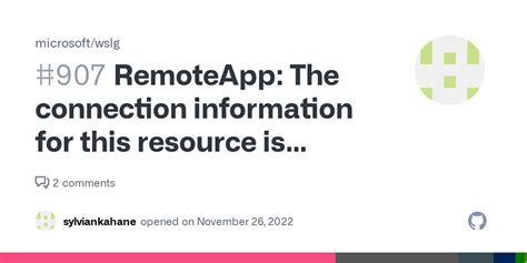 Remoteapp The Connection Information For This Resource Is Invalid · Issue 907 · Microsoftwslg