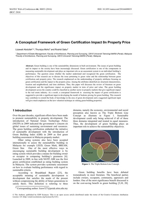Pdf A Conceptual Framework Of Green Certification Impact On Property Price