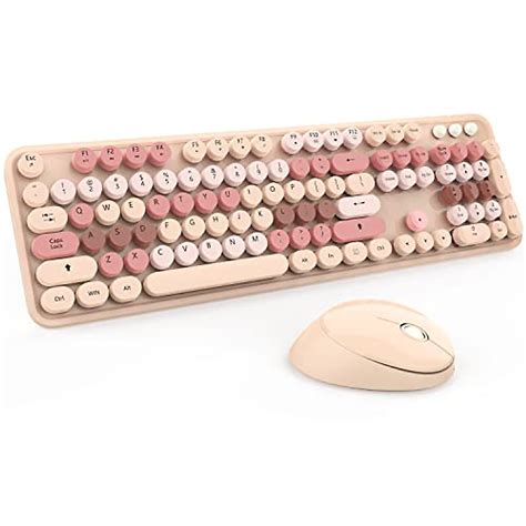 Kootop Wireless Keyboard And Mouse Cute Retro Design