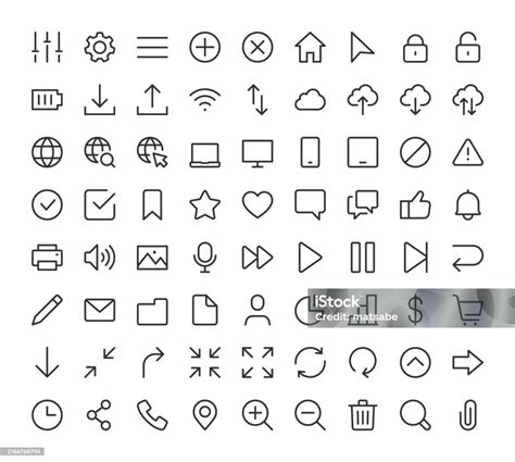 미디어 및 웹용 Ui 아이콘 아이콘 집합입니다 웹 사이트 응용 프로그램 및 프로그램을 위한 미니멀리스트 사용자 메시지 파일 미디어 버튼 채팅 화살표 검색 설정 마음 업로드