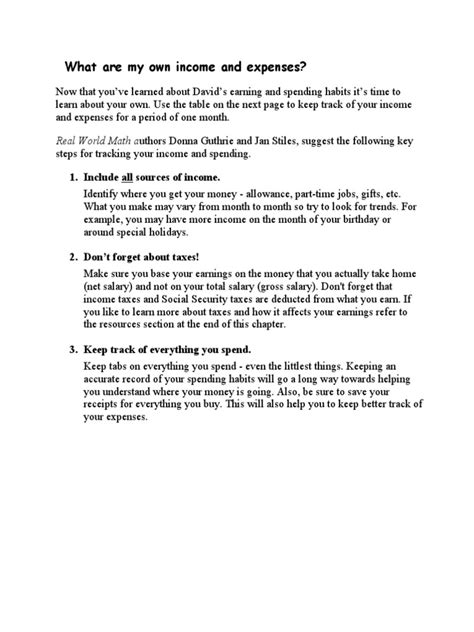 Budgeting Basics Module2 Pdf Income Taxes