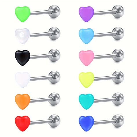 Simple Stainless Steel Tongue Rings Heart Shape Tongue Temu United
