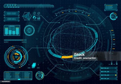 Hud 인포그래픽 스페이스 스피어가 있는 대시보드 패널 테크놀로지에 대한 스톡 벡터 아트 및 기타 이미지 테크놀로지 디지털 생성 이미지 벡터 Istock