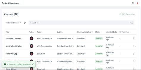 Exporting Assets List To A Spreadsheet Liferay Official Documentation