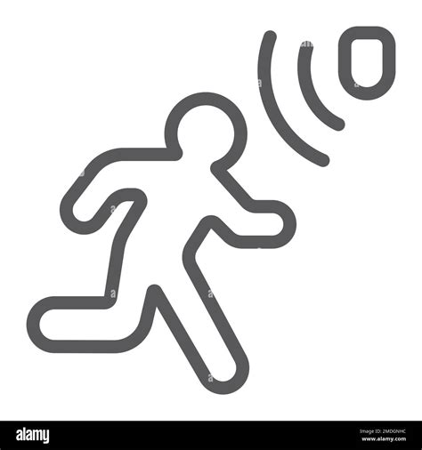 Motion Detection Line Icon Security And Detector Walking Man Sign
