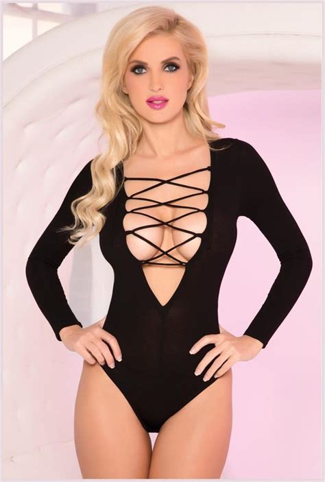 Pink Lipstick Lace To The Top Bodysuit Black Spicylegs Com