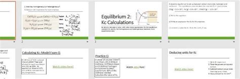 Calculating Kc And Kc Units A Level Chemistry Equilibrium II Teaching Resources