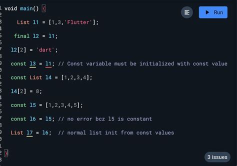 Const List 1 Const Variable Must Be Initialised With Const Value 2 We Couldt Reassign The