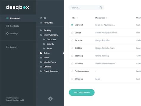 Web UI Design Password Manager By Tobias Klika
