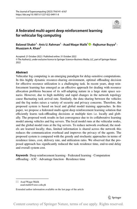A Federated Multi Agent Deep Reinforcement Learning For Vehicular Fog Computing Request Pdf
