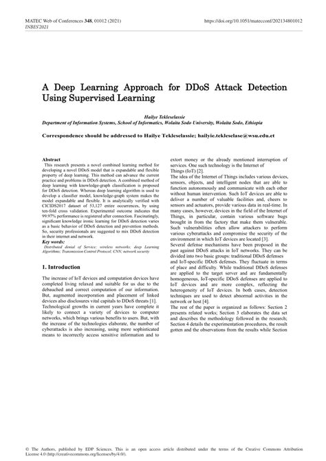 Pdf A Deep Learning Approach For Ddos Attack Detection Using