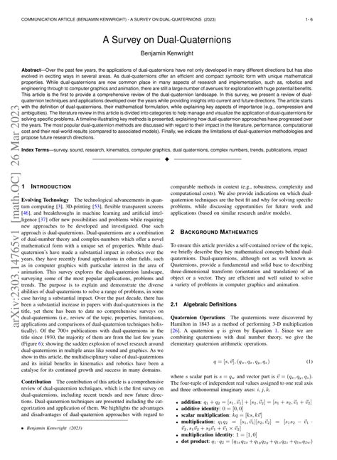 Pdf A Survey On Dual Quaternions
