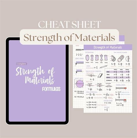 Strength Of Materials Cheat Sheet Etsy