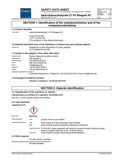 Beta Hydroxybutyrate 21 Fs Reagent R1 En De 4 1 Pdf