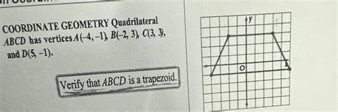Solved Coordinate Geometry Quadrilateral Abcd Has Vertices A 4 1 B 2 3 C 3 3 And D 5