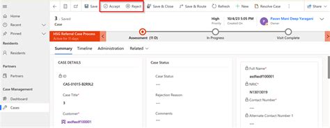 Opening A Custom Page To Capture Entity Details For Case Rejection In