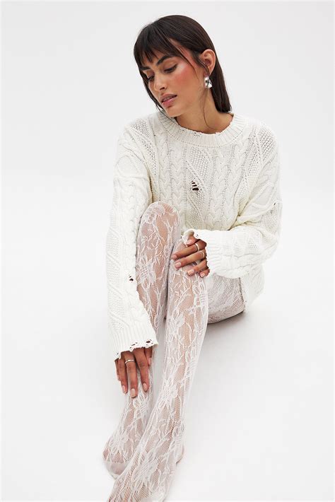 White Lace Tights White Na Kd
