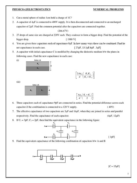 Assignment Capacitance Pdf Capacitance Capacitor