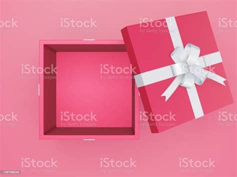 흰색 리본과 빈 공간이있는 3d 빨간색 열린 선물 상자의 상단 보기 빈 패키지 3차원 형태에 대한 스톡 사진 및 기타 이미지 3차원 형태 선물 선물 상자 Istock