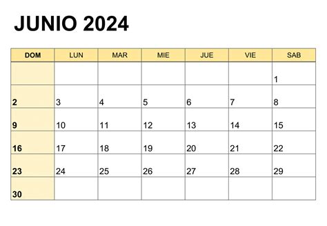 Calendario Junio 2024 Para Imprimir