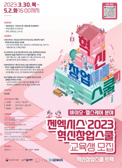 젠엑시스 혁신창업스쿨 바이오헬스케어 분야 모집 뉴스앤잡