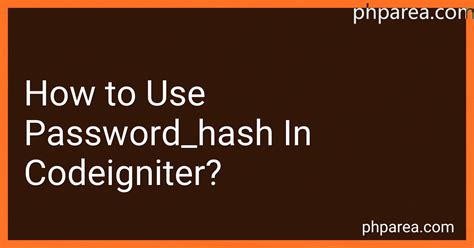 how to use password hash in codeigniter in 2025