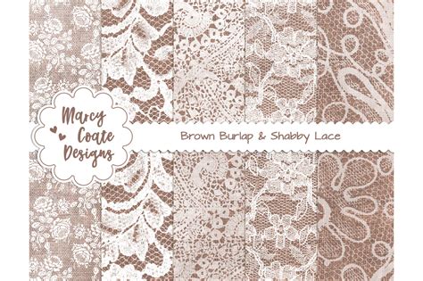 Brown Burlap And Lace Digital Papers Graphic By Marcycoatedesigns
