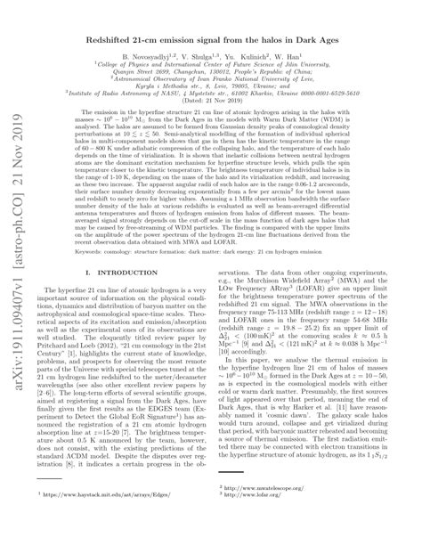 Pdf Redshifted 21 Cm Emission Signal From The Halos In Dark Ages