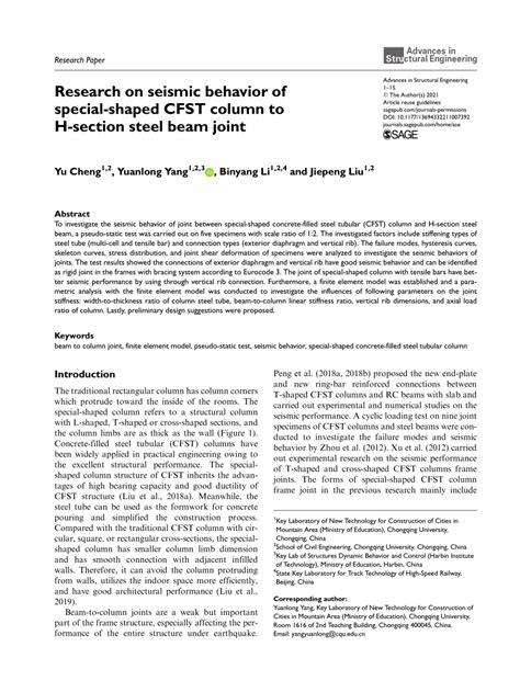 Pdf Research On Seismic Behavior Of Special Shaped Cfst Column To H Section Steel Beam Joint