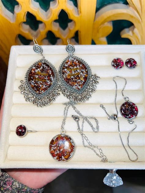 Resin Art Jewelry Set Custom Made To Order Memories Etsy