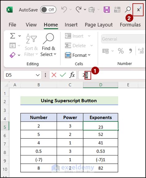 How To Display Exponents In Excel 7 Simple Methods