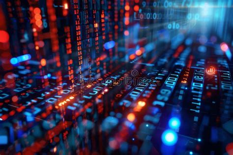 vibrant digital matrix showcasing streams of data and binary code