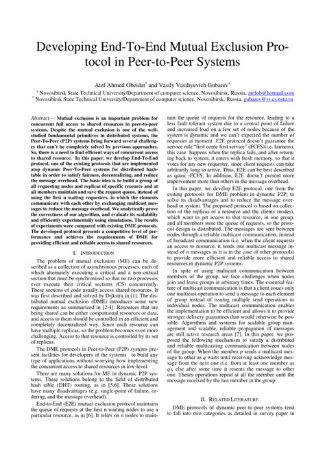 Pdf Developing End To End Mutual Exclusion Protocol In Peer To Peer