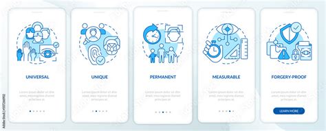 Advantages Of Biometric Data Blue Onboarding Mobile App Screen Id
