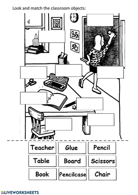 Classroom Objects Online Pdf Worksheet Classroom English As A Second Language Esl Worksheets