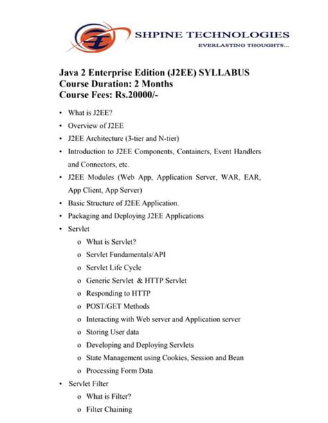 Advanced Java Syllabus From Shpine Pdf