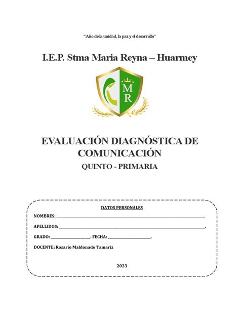 Evaluación Diagnóstica Comunicación Quinto Pdf
