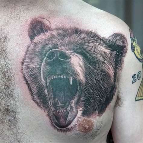 Realistic Bear Tattoo Chest Design Meaning Style And Placement