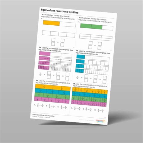 Year 4 Equivalent Fraction Families Varied Fluency 2 Resource Classroom Secrets