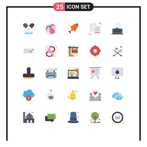 Pack Of 25 Modern Flat Colors Signs And Symbols For Web Print Media Such As Text Cinema Script