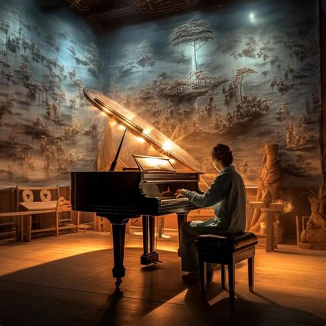 Premium Photo A Piano With A Man Playing The Piano In Front Of A
