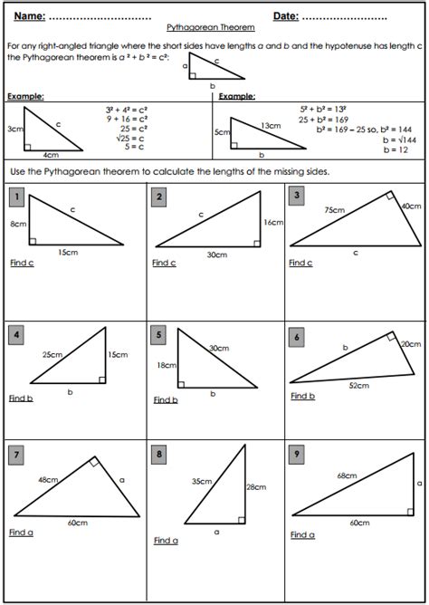 Find The Hypotenuse Worksheet Educational Worksheet Packs