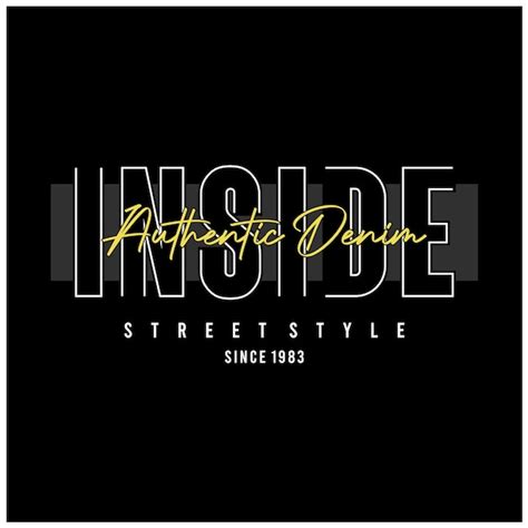 티셔츠 디자인을 위한 내부 그래픽 타이포그래피 프리미엄 벡터