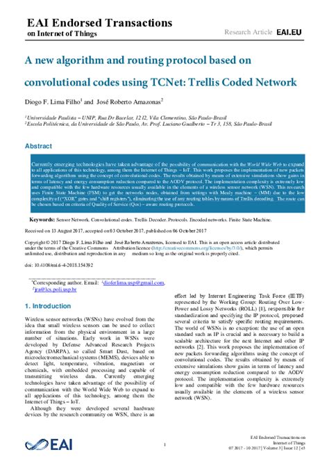 Pdf A New Algorithm And Routing Protocol Based On Convolutional Codes