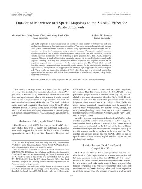 Pdf Transfer Of Magnitude And Spatial Mappings To The Snarc Effect For Parity Judgments